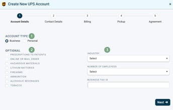 New UPS Account Setup