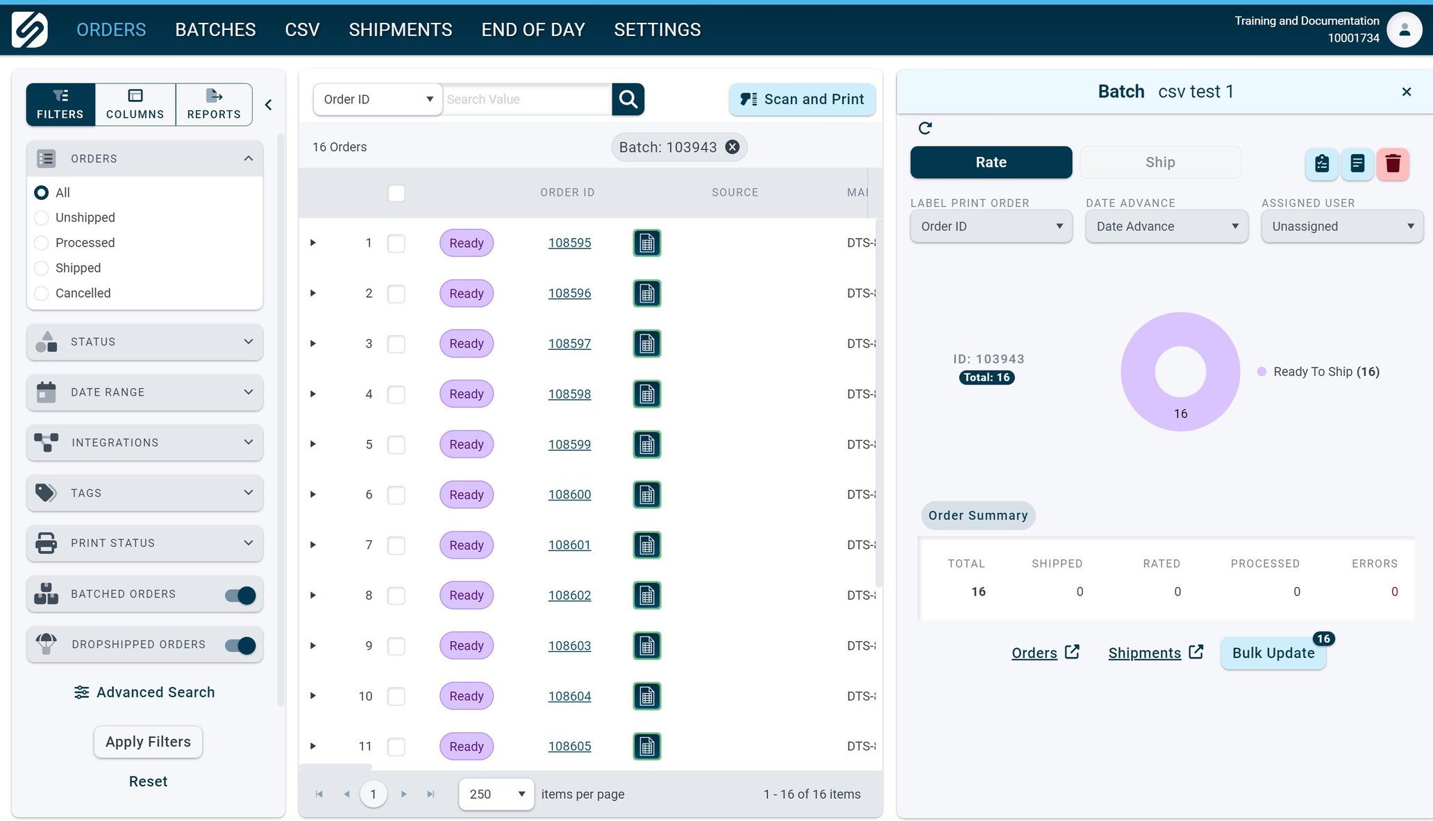 Batch Shipping with Batch Controls